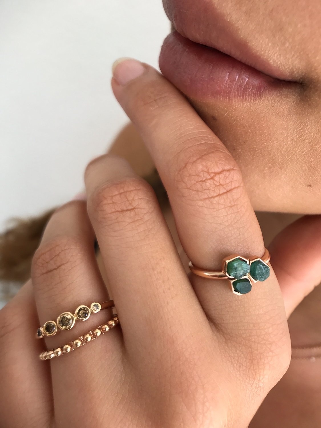 Raw Emerald Trinity Ring – Verus Fine Jewellery