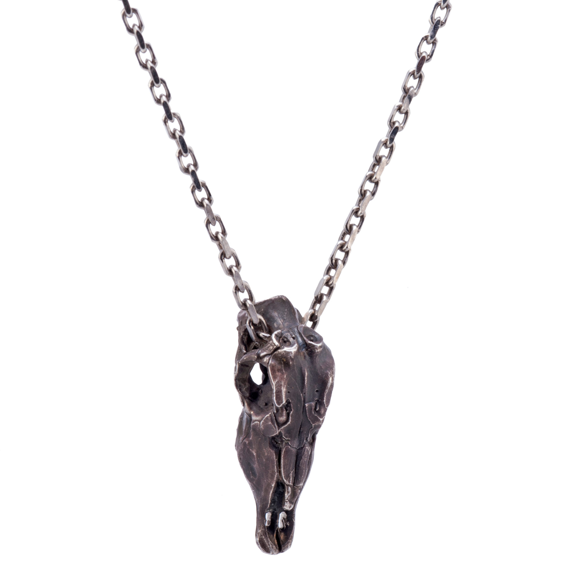 Gemsbok Skull Necklace in Silver with Black Diamond – Verus Fine Jewellery