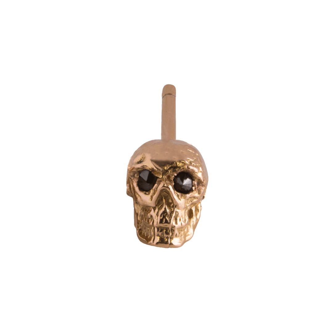 Gold Vivre Skull Stud with Black Diamonds – Verus Fine Jewellery