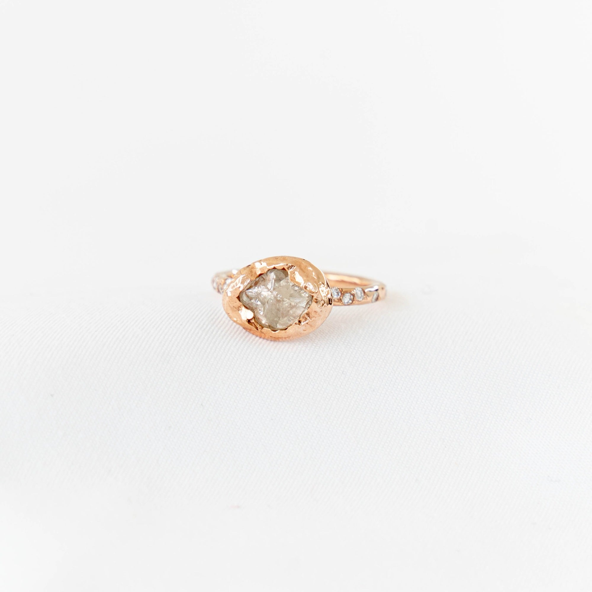 Handmade 9k Solid Gold Salt and Pepper Diamond Ring - Unique Statement ...