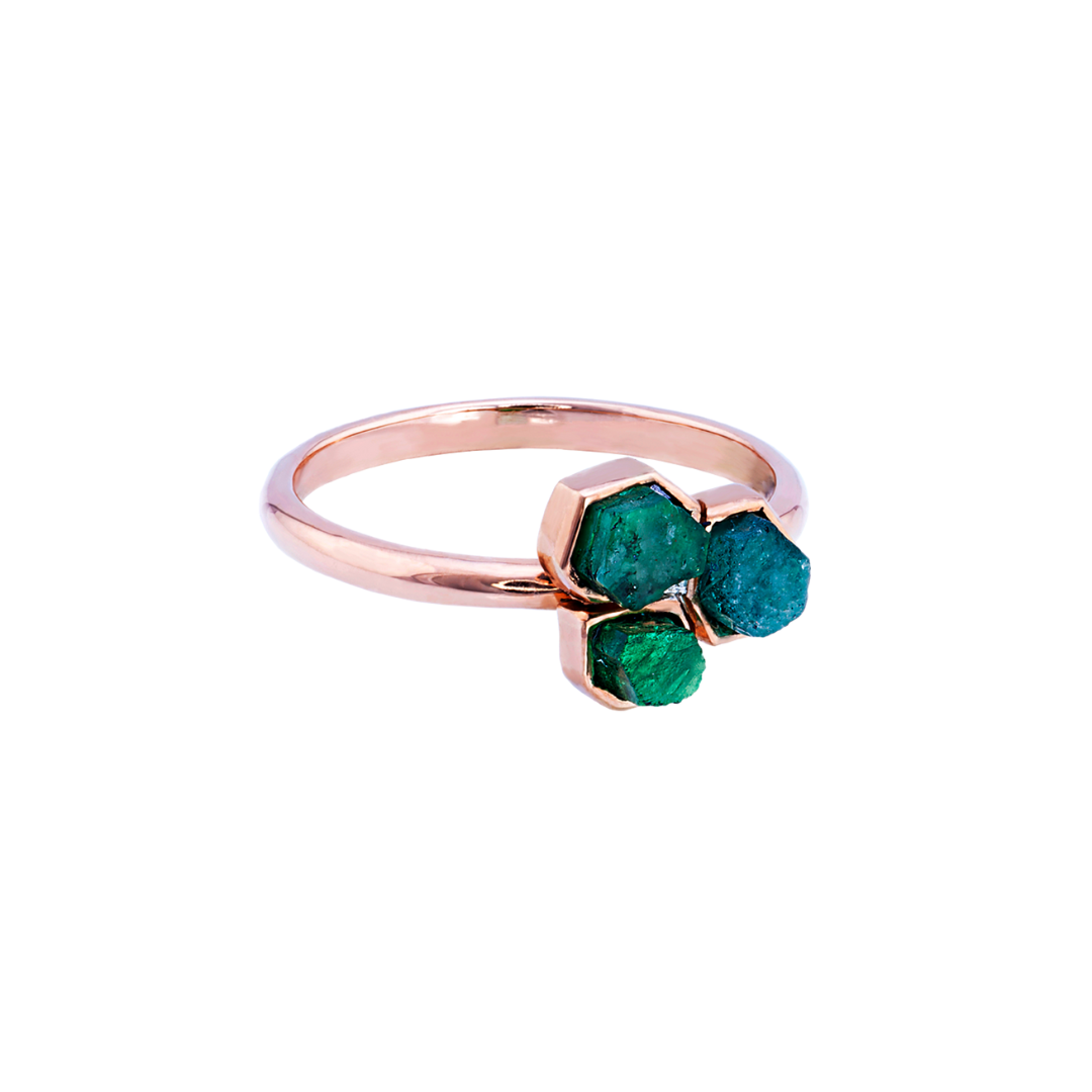 Raw Emerald Trinity Ring – Verus Fine Jewellery